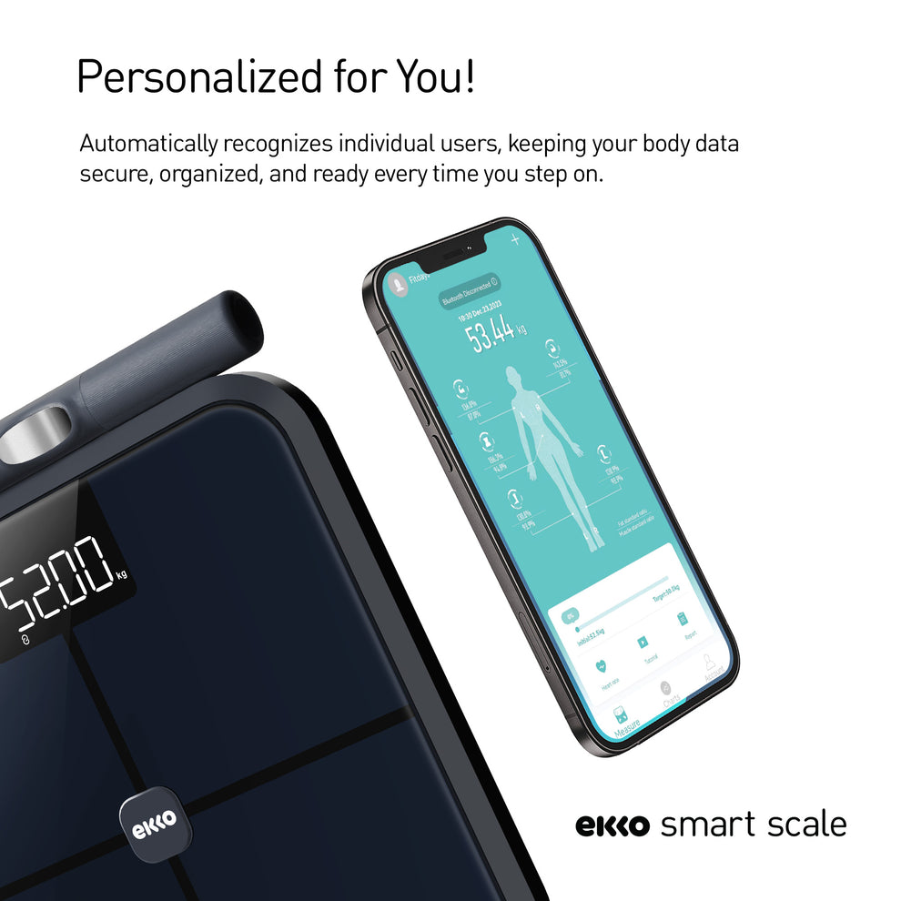 Ekko Smart Body Fat Scale with 18 Health Parameter Fitness Tracking Ap ...