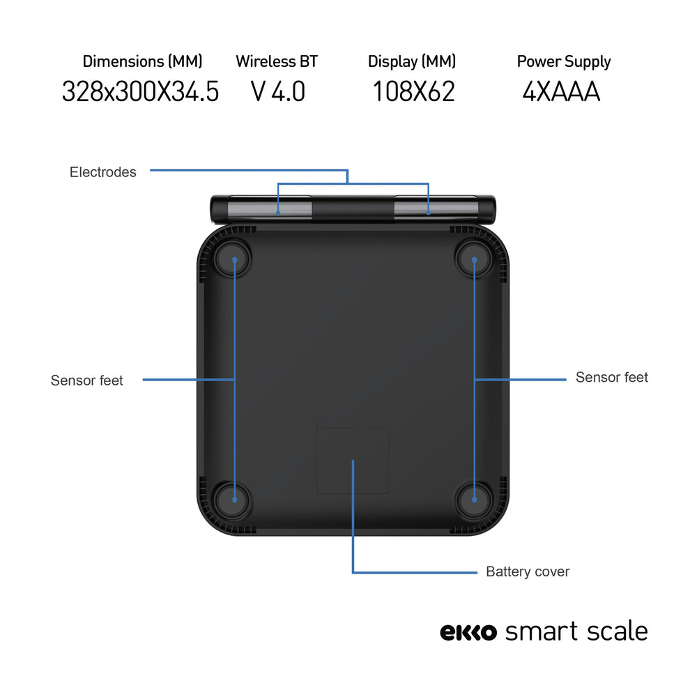 Ekko Smart Body Fat Scale with 18 Health Parameter Fitness Tracking Ap ...